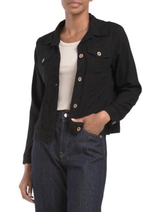 DASH | Jackets & Coats | Dash Linen Blend Jean Style Jacket | Poshmark